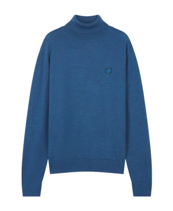 Maison Kitsuné Fox Head Patch Wool Turtleneck Sweater - Blue