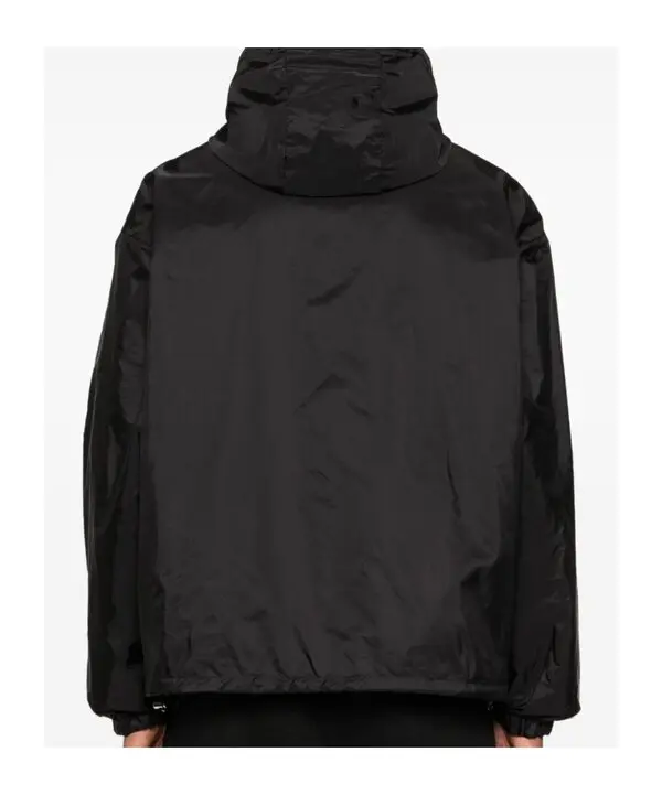 Prada Hooded Zip-up Jacket With Printed Interior - Black