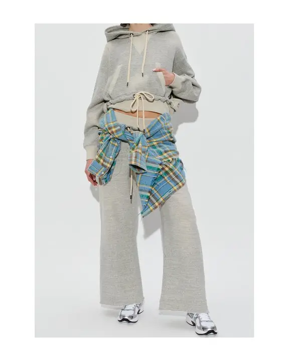 R13 Cinched Hem Popover Hoodie - Gray