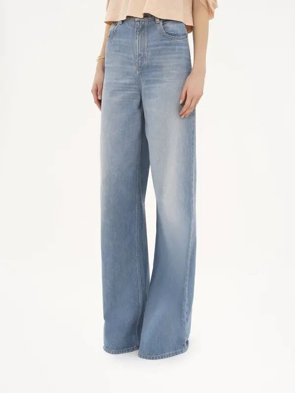 Chloé High-waisted Wide-leg Jeans - Ice-blue