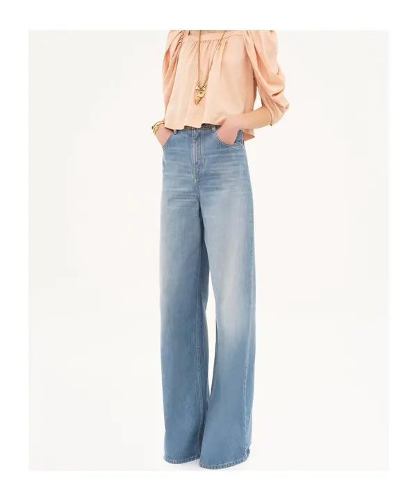 Chloé High-waisted Wide-leg Jeans - Ice-blue