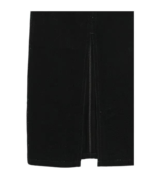 Emporio Armani Sequin Embellishment Slit Midi Skirt - Black