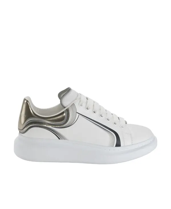 Alexander McQueen Oversized Lace-up Sneakers With Curve Tech Print - White