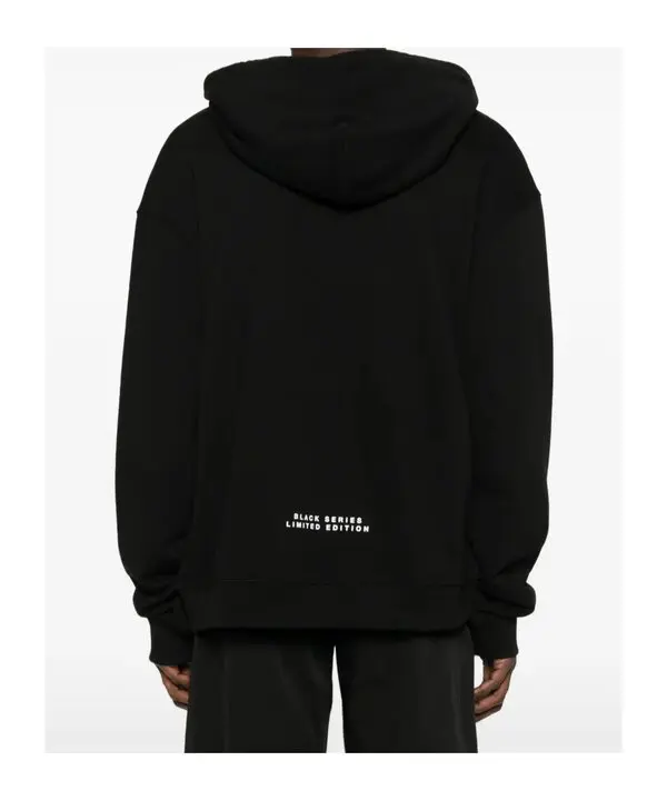 IH NOM UH NIT Graphic Printed Drawstring Hoodie - Black