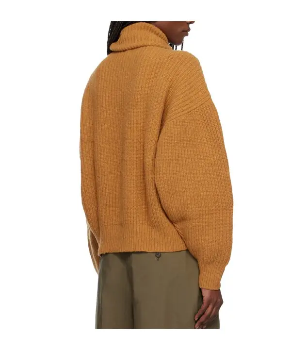 BASERANGE Ribbed Knit Long Sleeve Turtleneck Sweater - Clair Orange