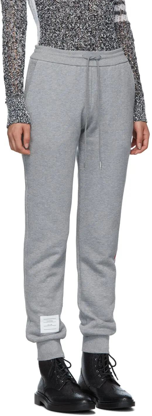 Thom Browne Grey Loop-back Sweatpants With Signature Striping
