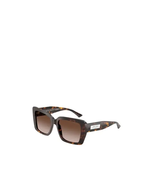 JIMMY CHOO Square Frame Sunglasses With Monogrammed Temples - Black