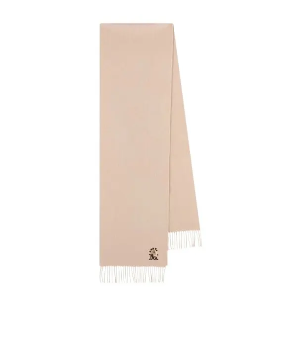 Max Mara Fringed Embroidered-detail Scarf - Nude