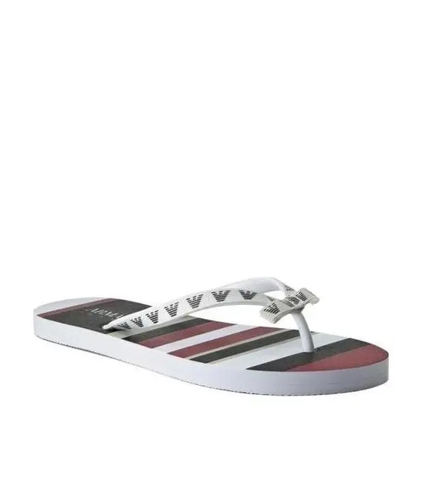 Emporio Armani Logo Flip Flops - White