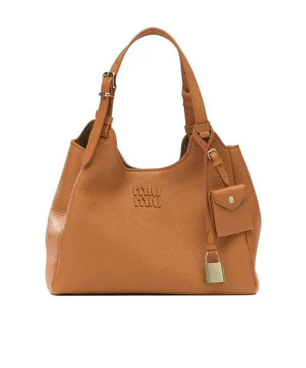 Miu Miu Leather Handbag With Lock Detail