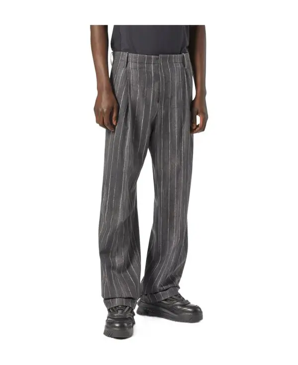 Versace Pinstripe High-waist Tailored Pants - Black