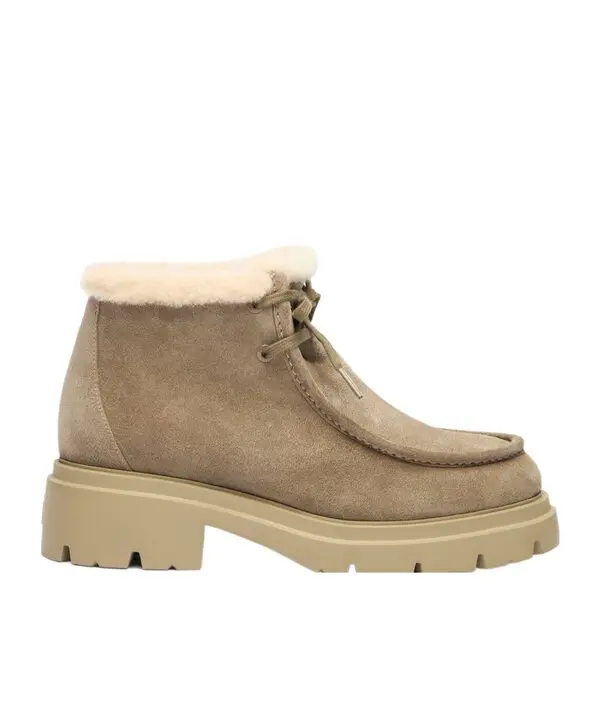 STUART WEITZMAN Hudson Shearling Chukka Boots - Brown