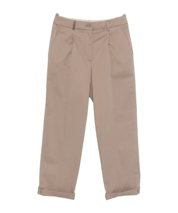 Peserico Cuffed Straight-leg Pants - Nude