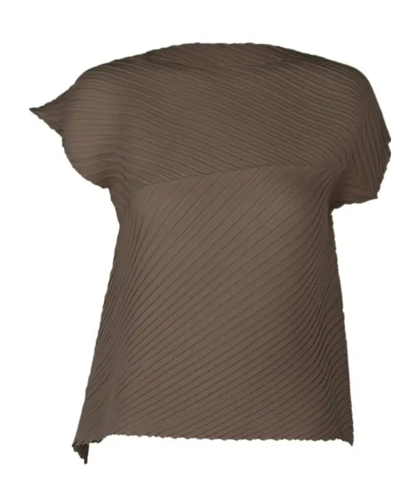 Issey Miyake Pleated Asymmetrical Top - Dark Brown