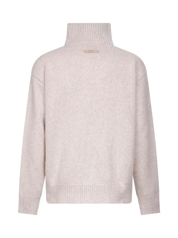 AUTRY Ribbed Half Zip Knitted Sweater - Pink