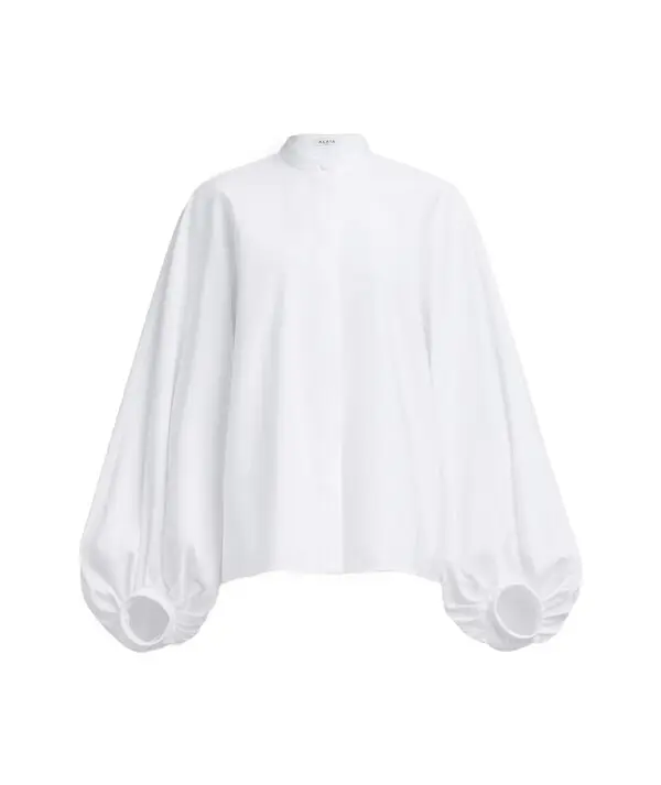 Alaïa Poplin Balloon Sleeve Shirt - White