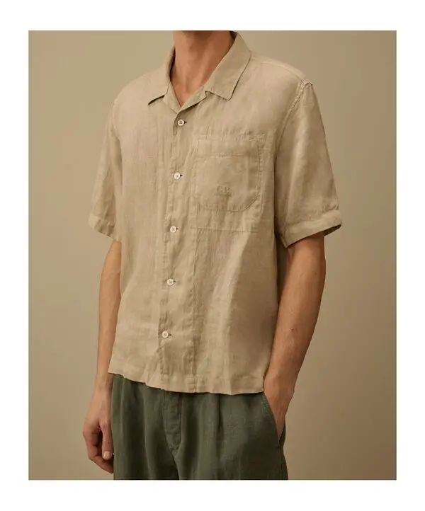 C.P. COMPANY Logo Printed Button-up Shirt