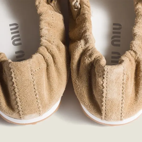 Miu Miu Round-toe Strap Ballet Flats - Nude