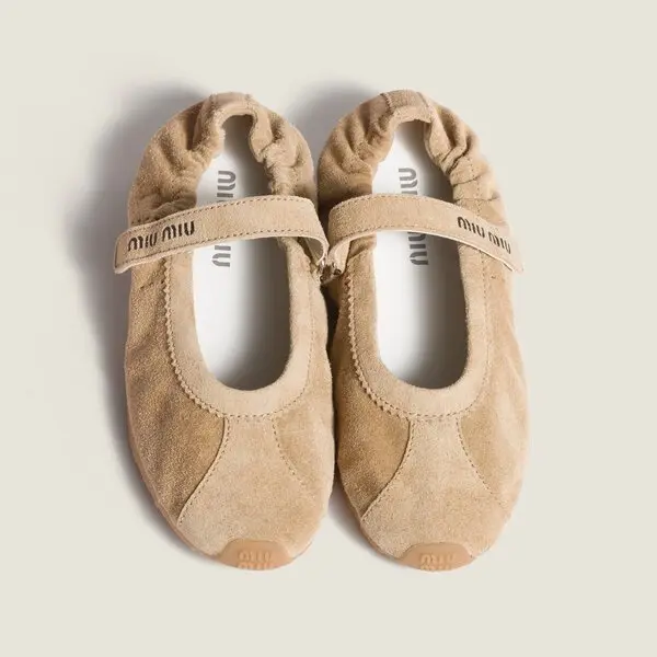 Miu Miu Round-toe Strap Ballet Flats - Nude