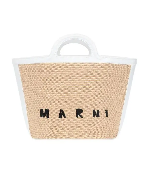 Marni Logo Embroidered Tote Bag - Nude