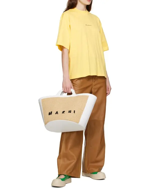 Marni Logo Embroidered Tote Bag - Nude