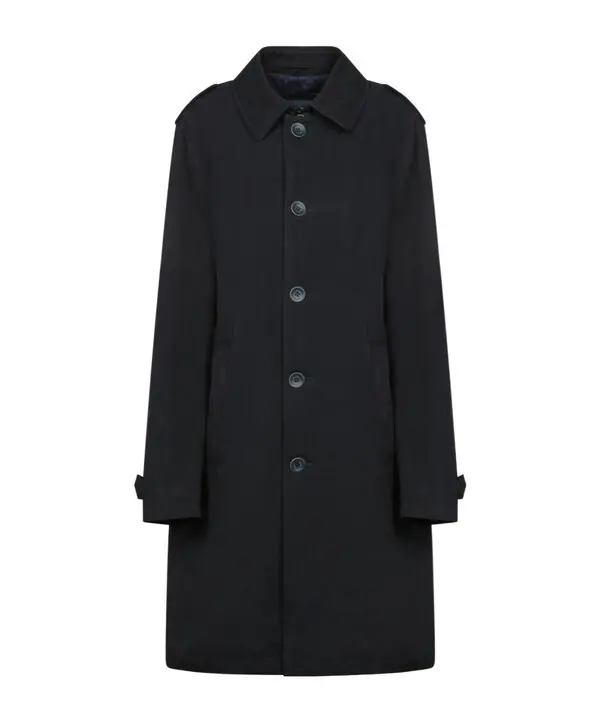 Herno Waxed Button-front Coat - Black