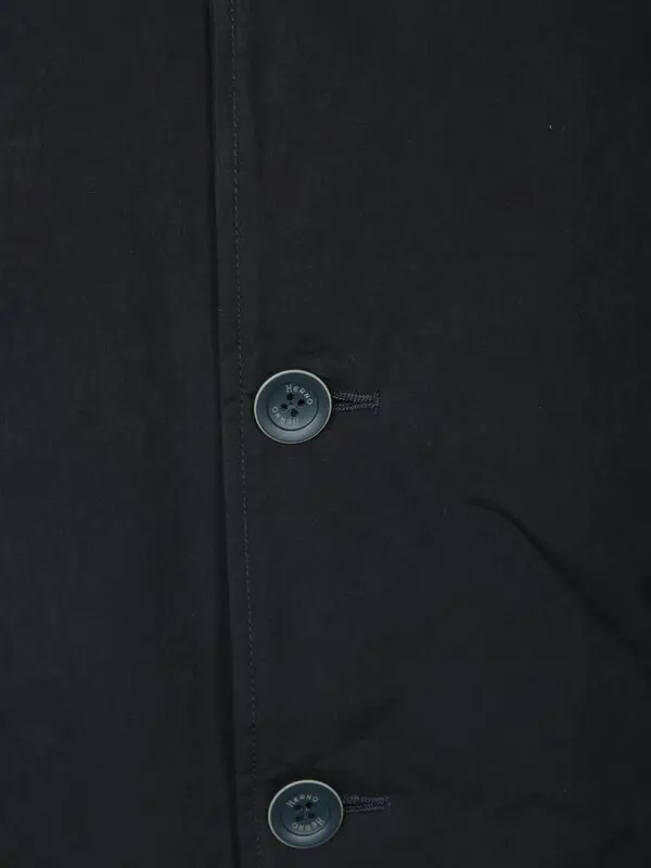 Herno Waxed Button-front Coat - Black