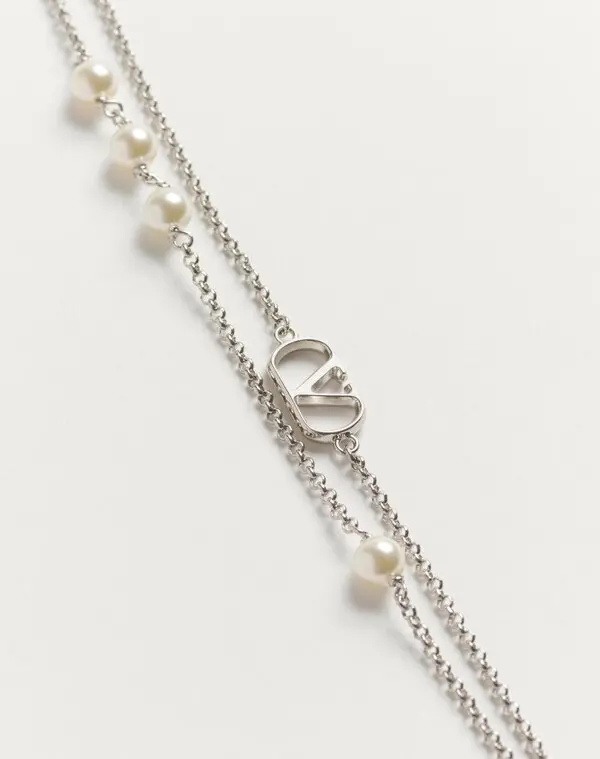 Valentino Garavani Vlogo Plaque Embellished Necklace