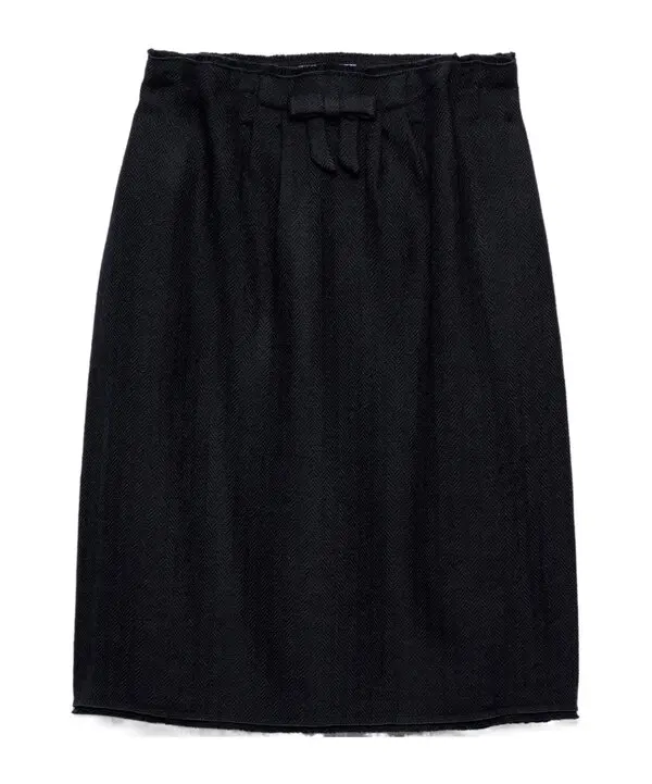 Prada Chevron Wool Midi Skirt - Blue