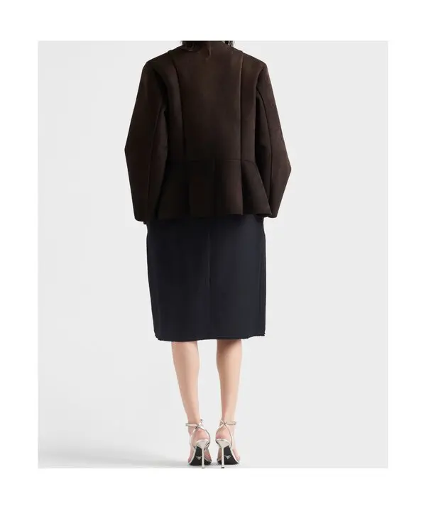 Prada Chevron Wool Midi Skirt