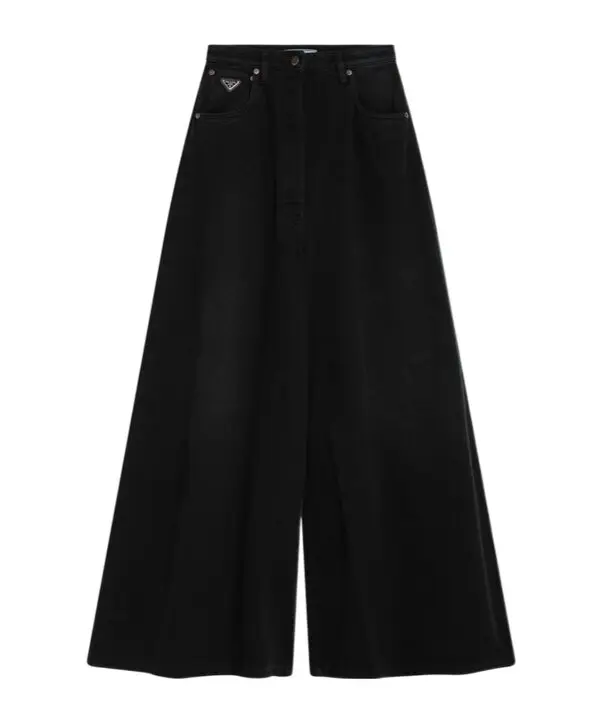 Prada Logo Patch Wide-leg Jeans