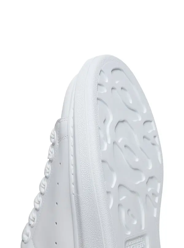 Alexander McQueen Oversized Leather Sneakers With Suede Heel Detail - White