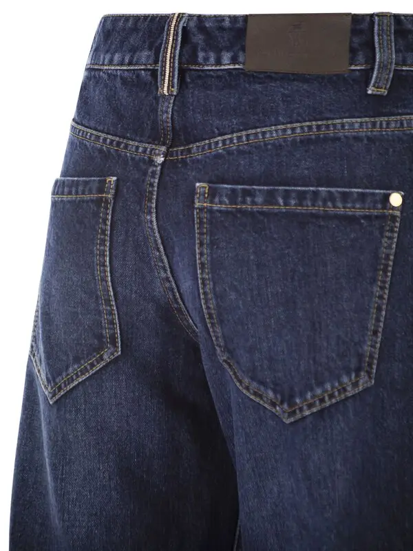 Brunello Cucinelli Wide Leg Denim Trousers With Jewellery Detail - Black