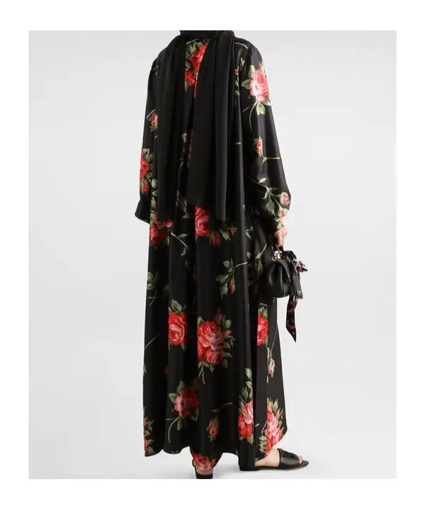 Dolce & Gabbana Rose Print Long Sleeve Dress