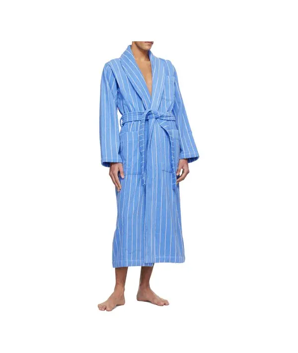 TEKLA Striped Bathrobe With Ties - Blue