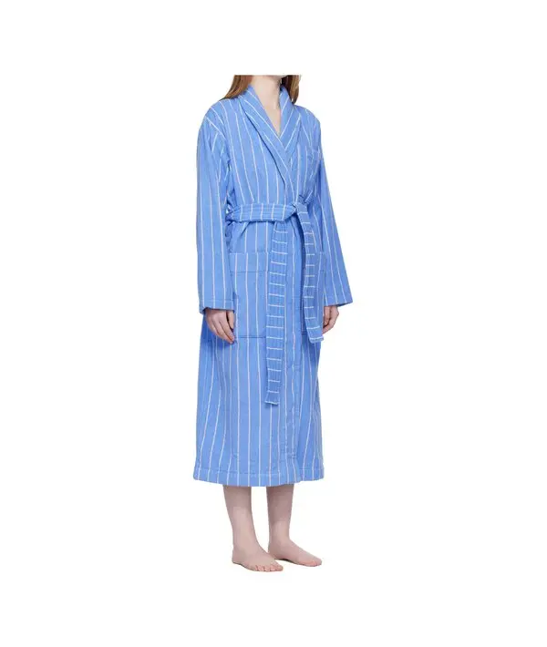TEKLA Striped Bathrobe With Ties - Blue
