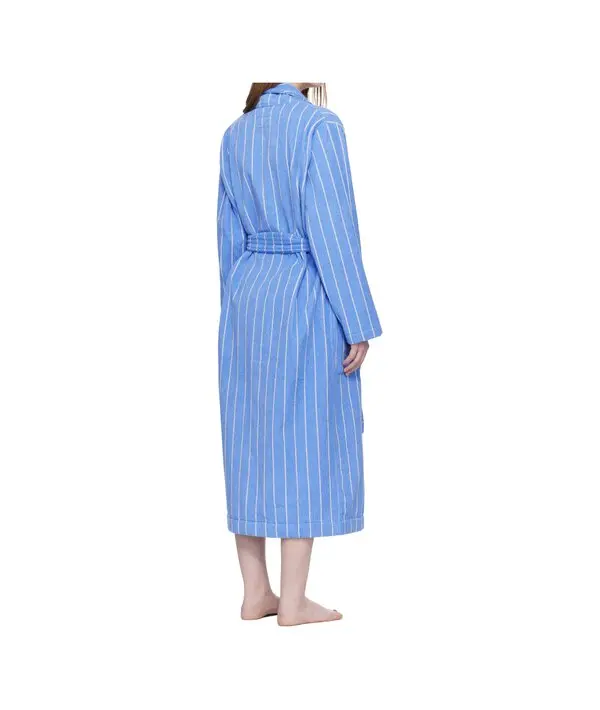 TEKLA Striped Bathrobe With Ties - Blue