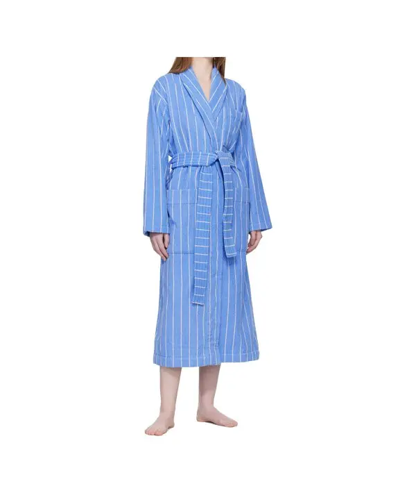 TEKLA Striped Bathrobe With Ties - Blue