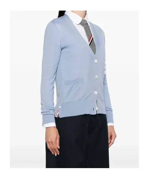 Thom Browne 4-bar V-neck Knitted Cardigan