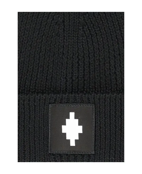 MARCELO BURLON COUNTY OF MILAN Logo Patch Ribbed Beanie