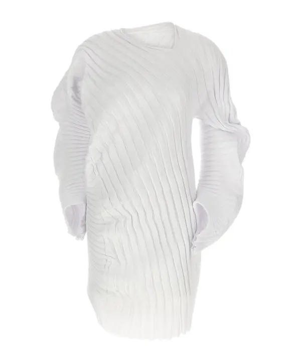 Issey Miyake Ribbed Asymmetrical Top - White