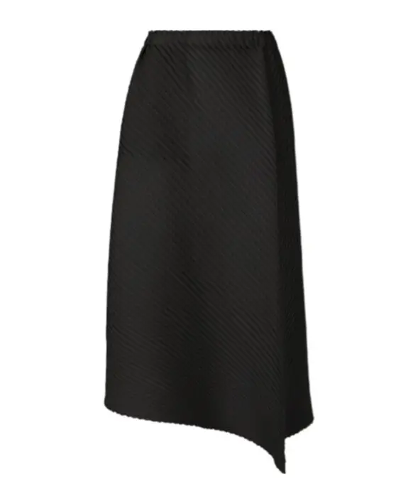 Issey Miyake Pleated Asymmetric Midi Skirt - Black