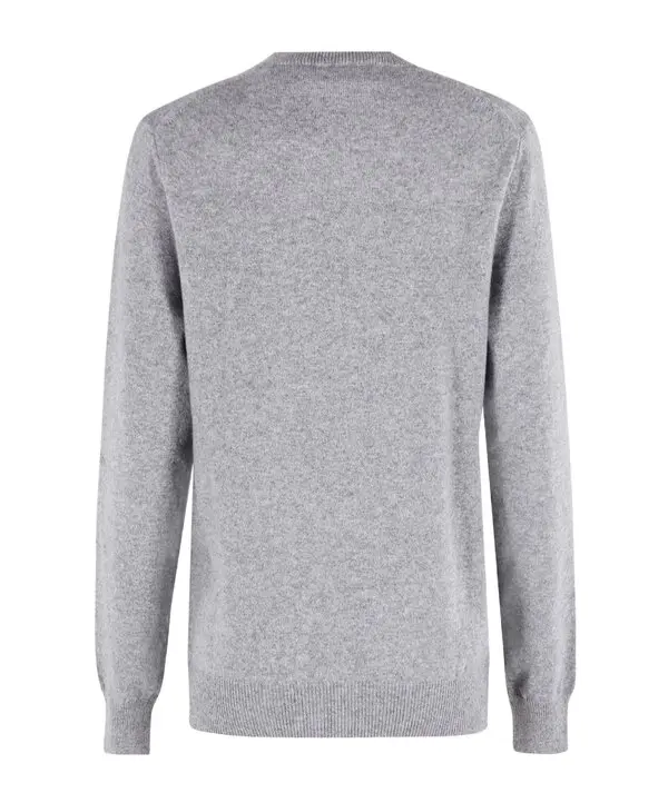 Play Comme Des Garcon V-neck Long-sleeve Sweater With Heart Logo - Gray