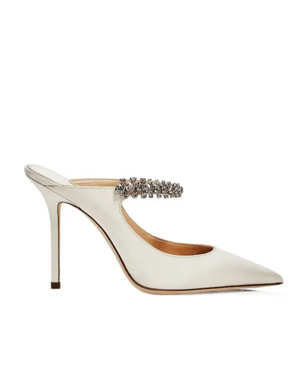 JIMMY CHOO Bing Embellished Pointed-toe Pumps - Nude