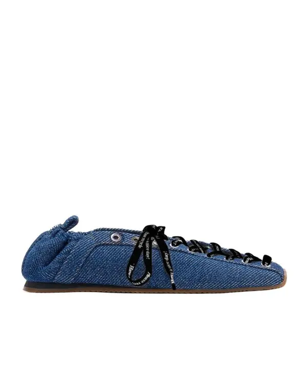GANNI Sporty Ballerina Flats In Denim - Rinse