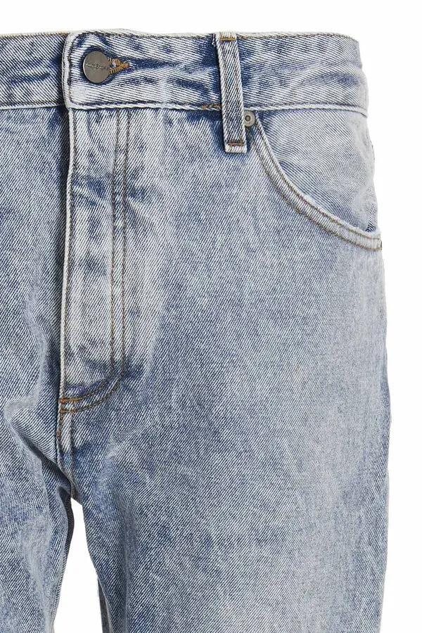 Palm Angels Logo-printed High Waist Jeans - Gray