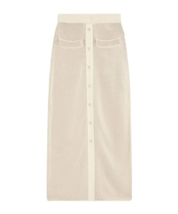 JOSEPH Buttoned Knit Skirt - Nude