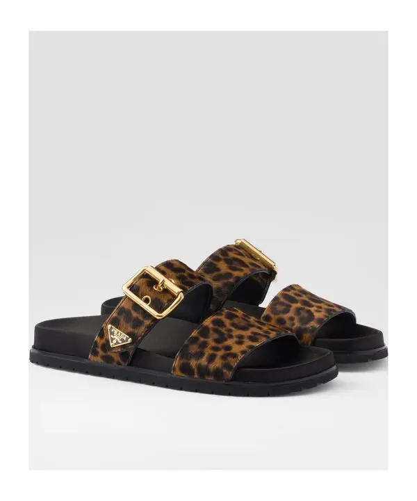 Prada Animal Print Buckled Sandals