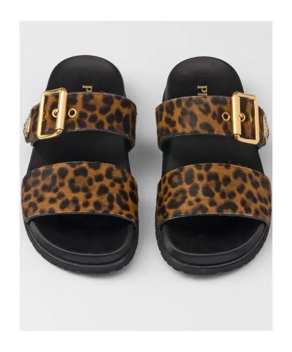 Prada Animal Print Buckled Sandals