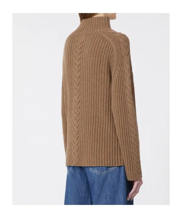 Max Mara Cable-knit Turtleneck Sweater - Mud Color